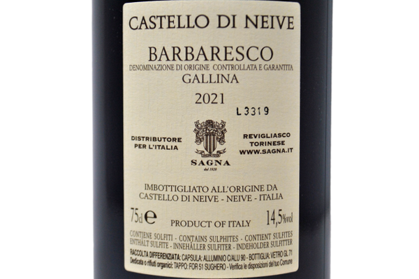 BARBARESCO DOCG "GALLINA" 2021 - CASTELLO DI NEIVE – 3K WINE